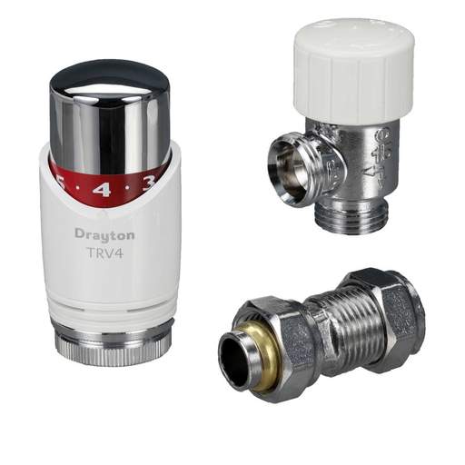 Drayton TRV4 Classic 15mm Angled Thermostatic Radiator Valve White ...