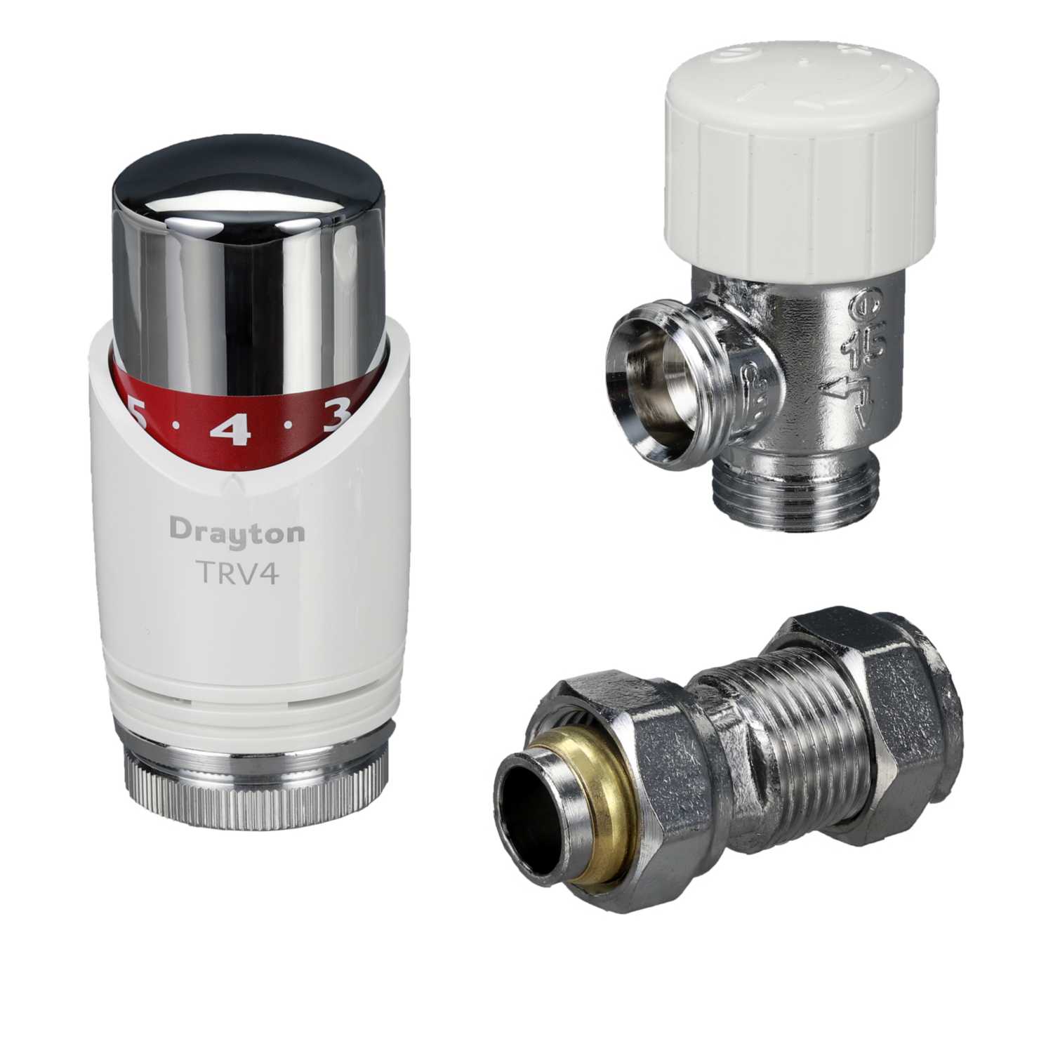 Drayton TRV4 Classic 15mm Angled Thermostatic Radiator Valve White ...