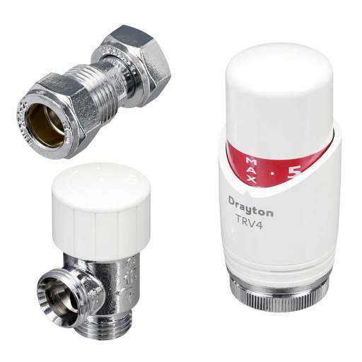 Drayton TRV4 15mm Angled Thermostatic Radiator Valve White (07 07 015 ...