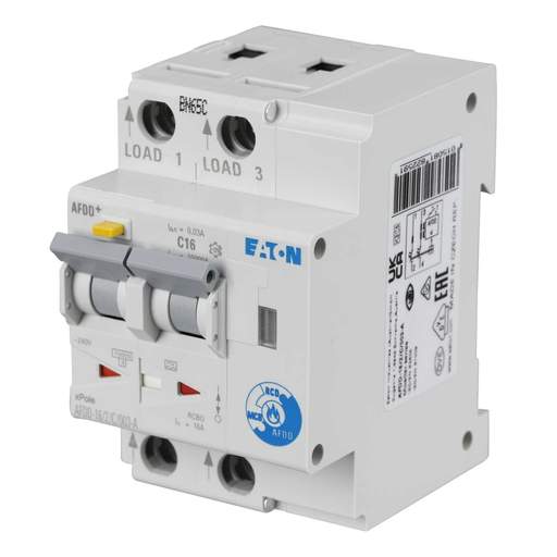 Eaton 16A Double Pole 3 Module C Curve 10kA 30mA AFDD (AFDD-16/2/C/003-A) | CEF