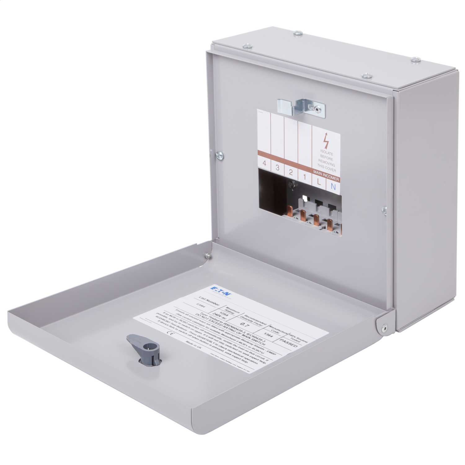 Eaton 4 Way 125A SP+N Metalclad Distribution Board without Incomer ...