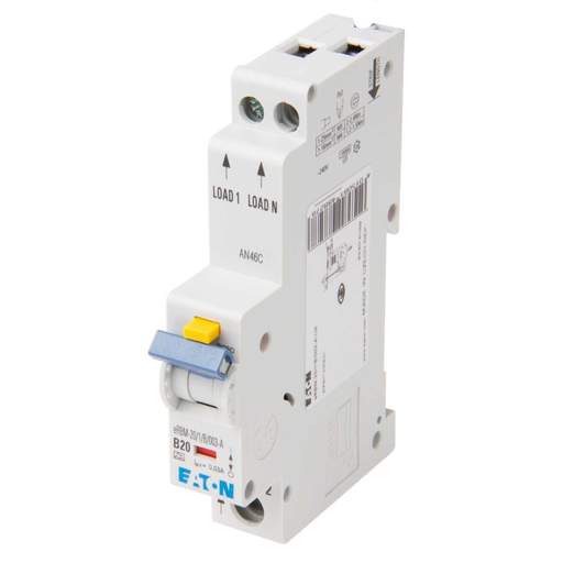 Eaton 20A Single Pole 1 Module B Curve 10kA 30mA Type A RCBO ...