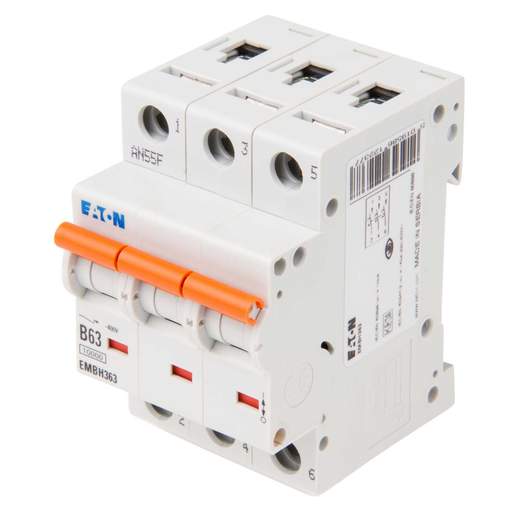 Eaton Memshield 3 63A Triple Pole 10kA B Curve MCB (EMBH363) | CEF