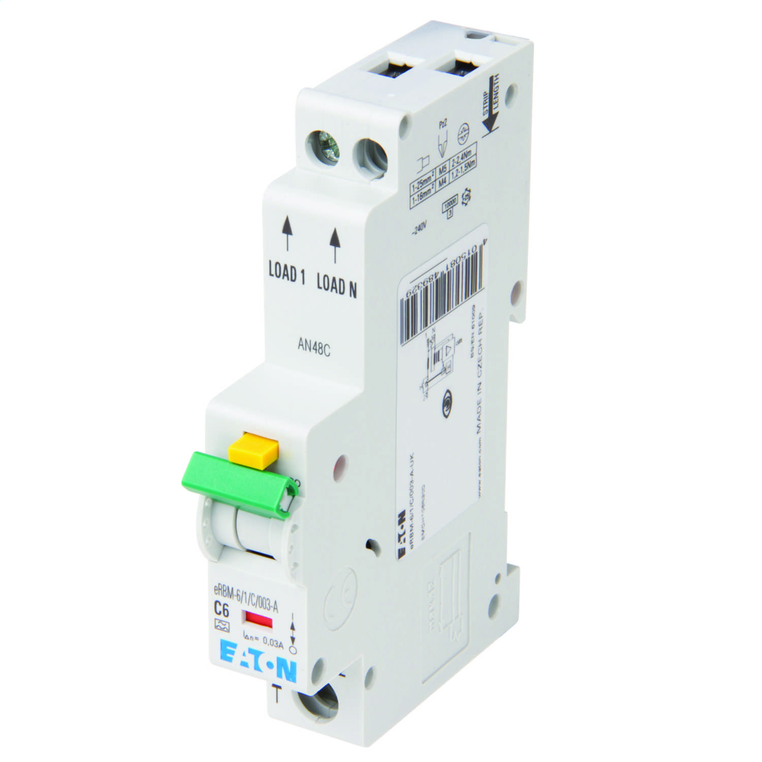 Eaton 6A Single Pole 1 Module C Curve 10kA 30mA Type A RCBO (EMCH106R30C) | CEF