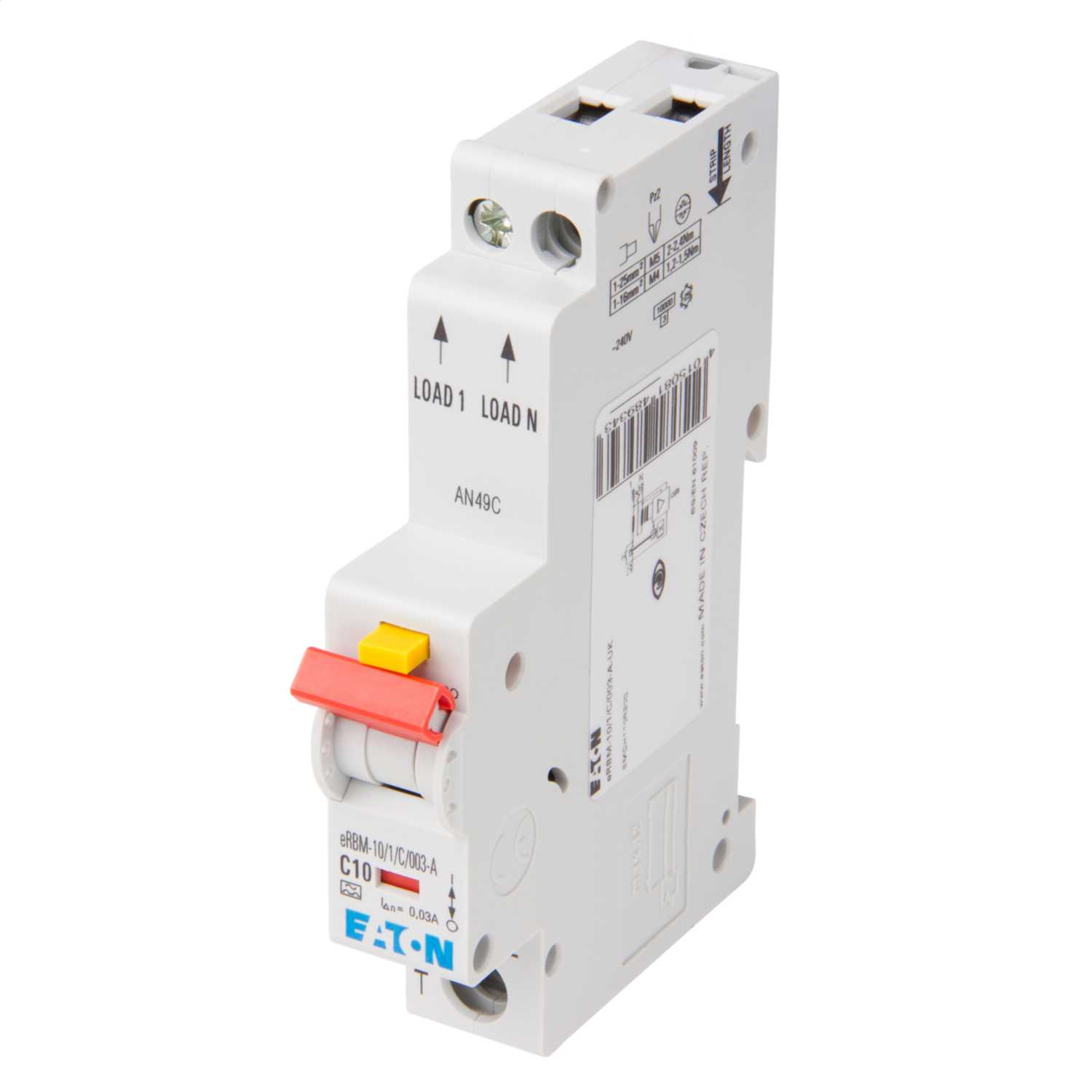 Eaton 10A Single Pole 1 Module C Curve 10kA 30mA Type A RCBO (EMCH110R30C) | CEF