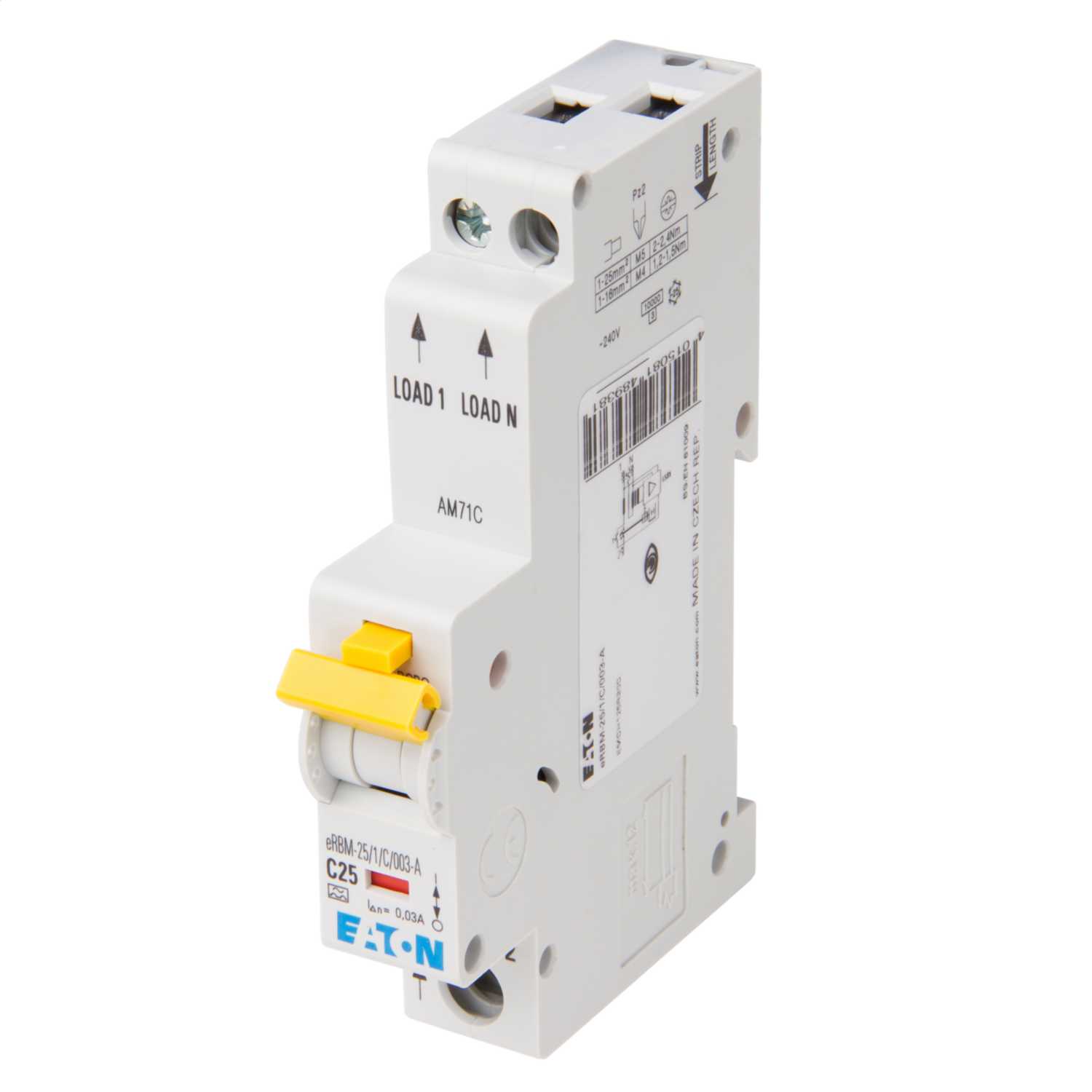 Eaton 25A Single Pole 1 Module C Curve 10kA 30mA Type A RCBO (EMCH125R30C) | CEF