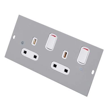 Electrak 75mm Plate with 2 Gang Switched Socket Low Noise Clean Earth ...