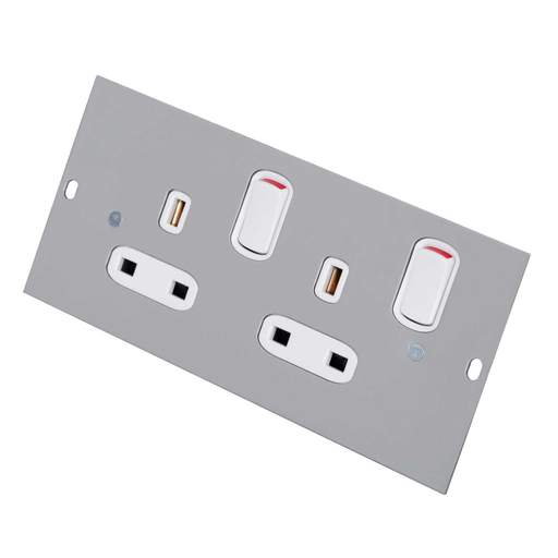 Electrak 75mm Plate with 2 Gang Switched Socket Low Noise Clean Earth ...
