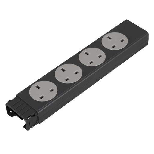 Electrak 4 Gang Socket Module Fused - Rotatable Grey - 2P+E (IAB534R) | CEF