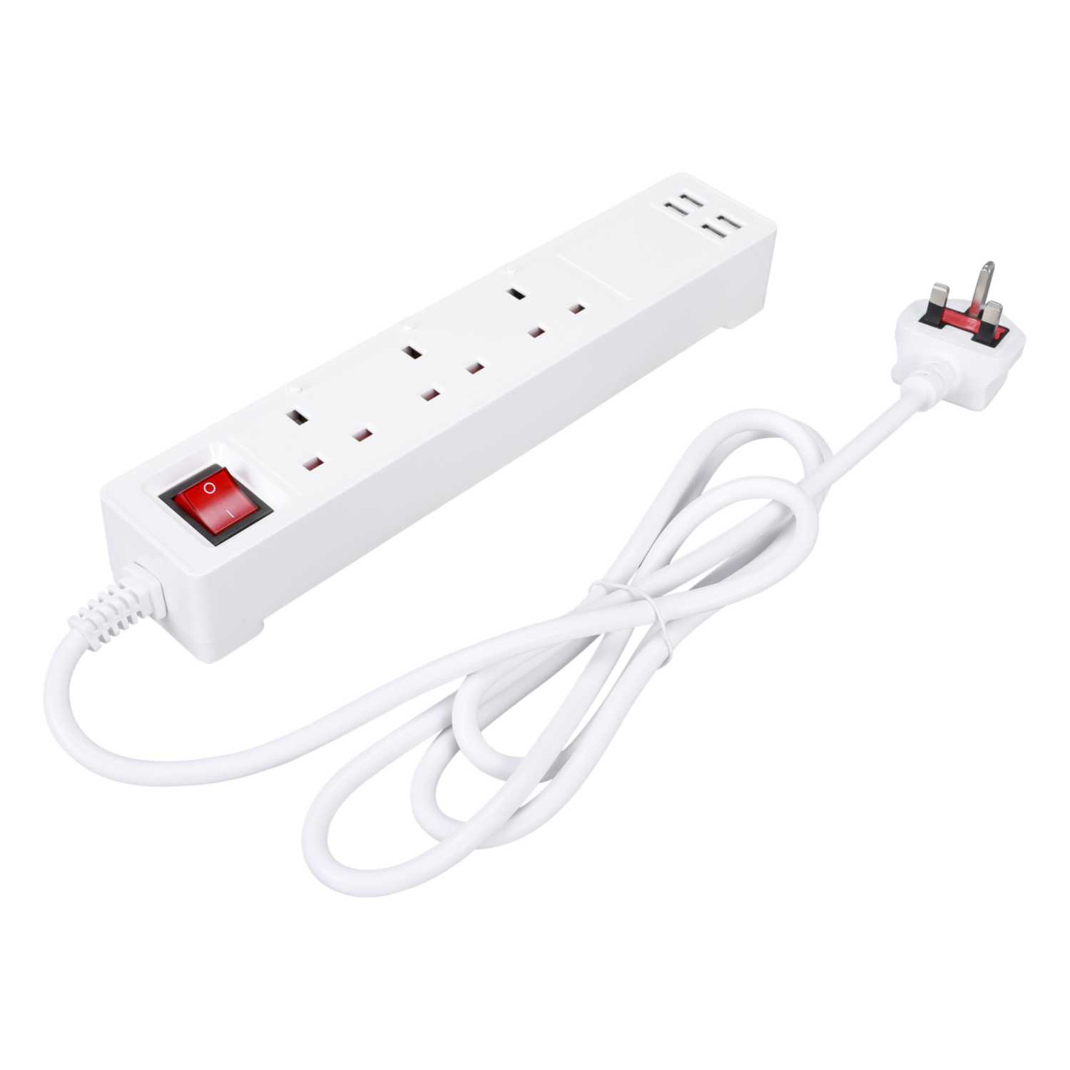 Enerj 13A 1.8m 3 Gang Switched Wi-Fi Extension Lead with 4 USB Outlets ...