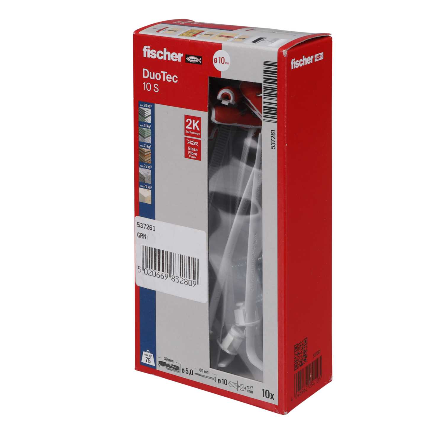 Fischer DuoTec 10mm DIY Toggle Plugs with Screws (Pack of 10) (537261 ...