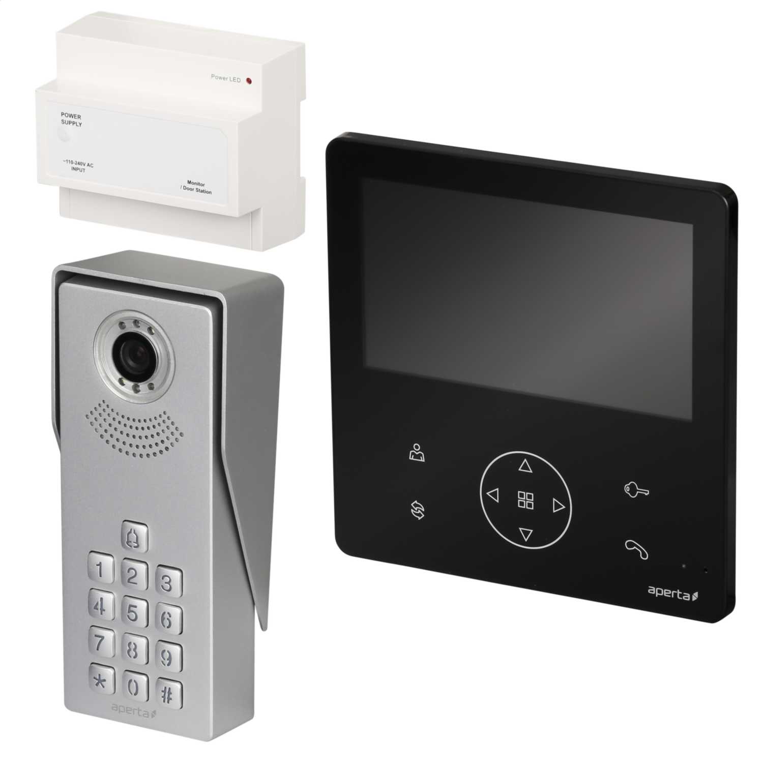 ESP Aperta Colour Video Door Entry System with Record, Keypad and Black ...