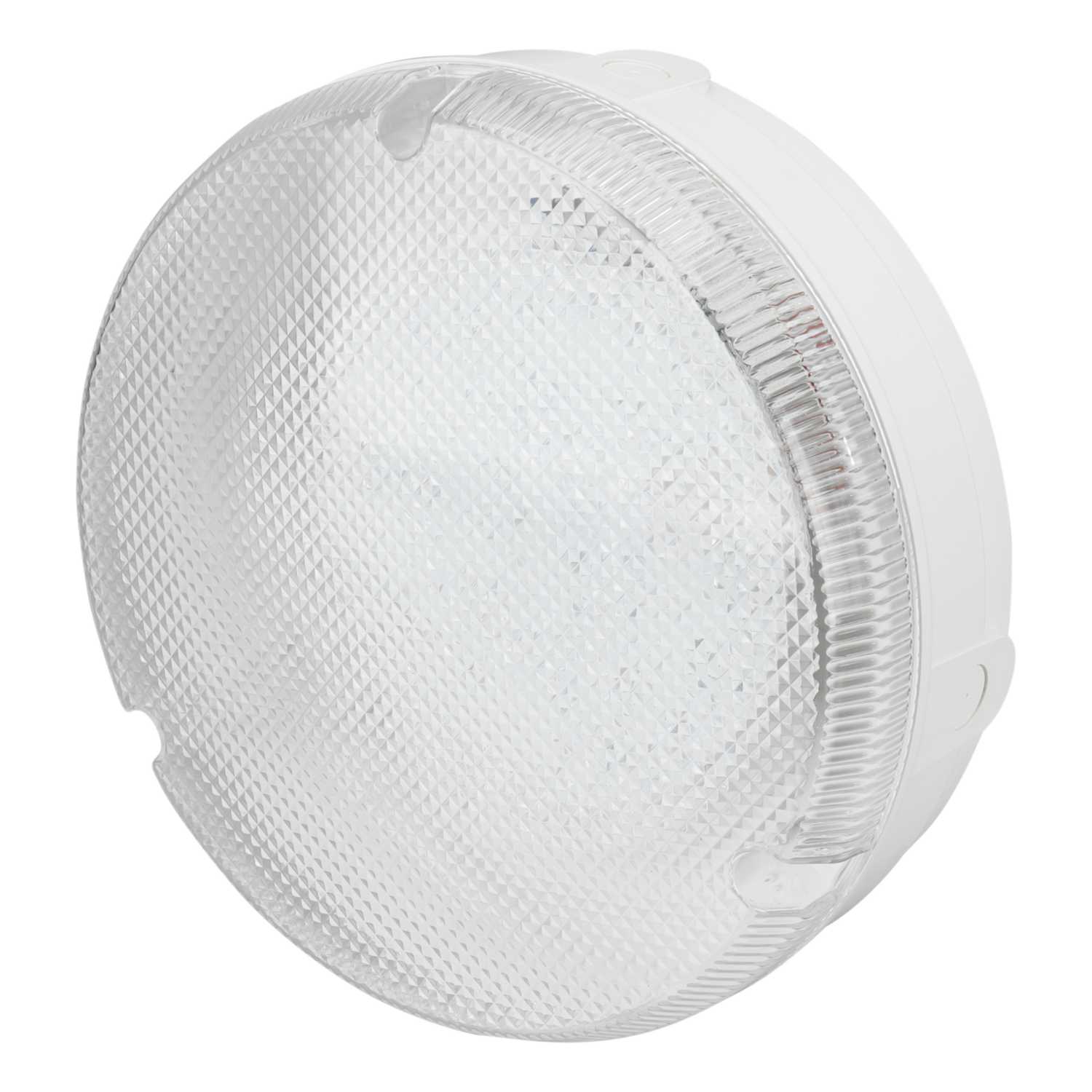 Eterna 9W - 18W LED Tri-Colour Emergency Circular Bulkhead White / Prismatic (PRCIREM3) | CEF