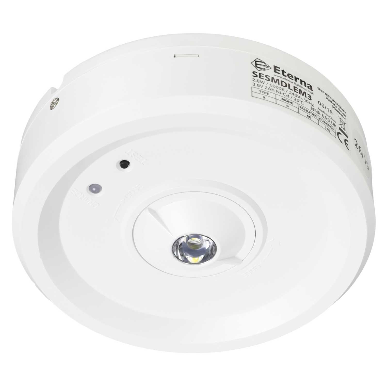 Eterna 3W LED Surface Mounted Emergency Open Area Downlight with Auto ...