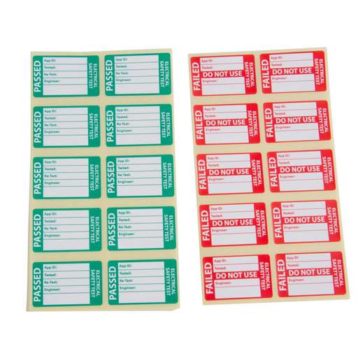 Ethos 450 Pass and 50 Fail Labels for PAT Testing Combined Pack (ETHOS ...