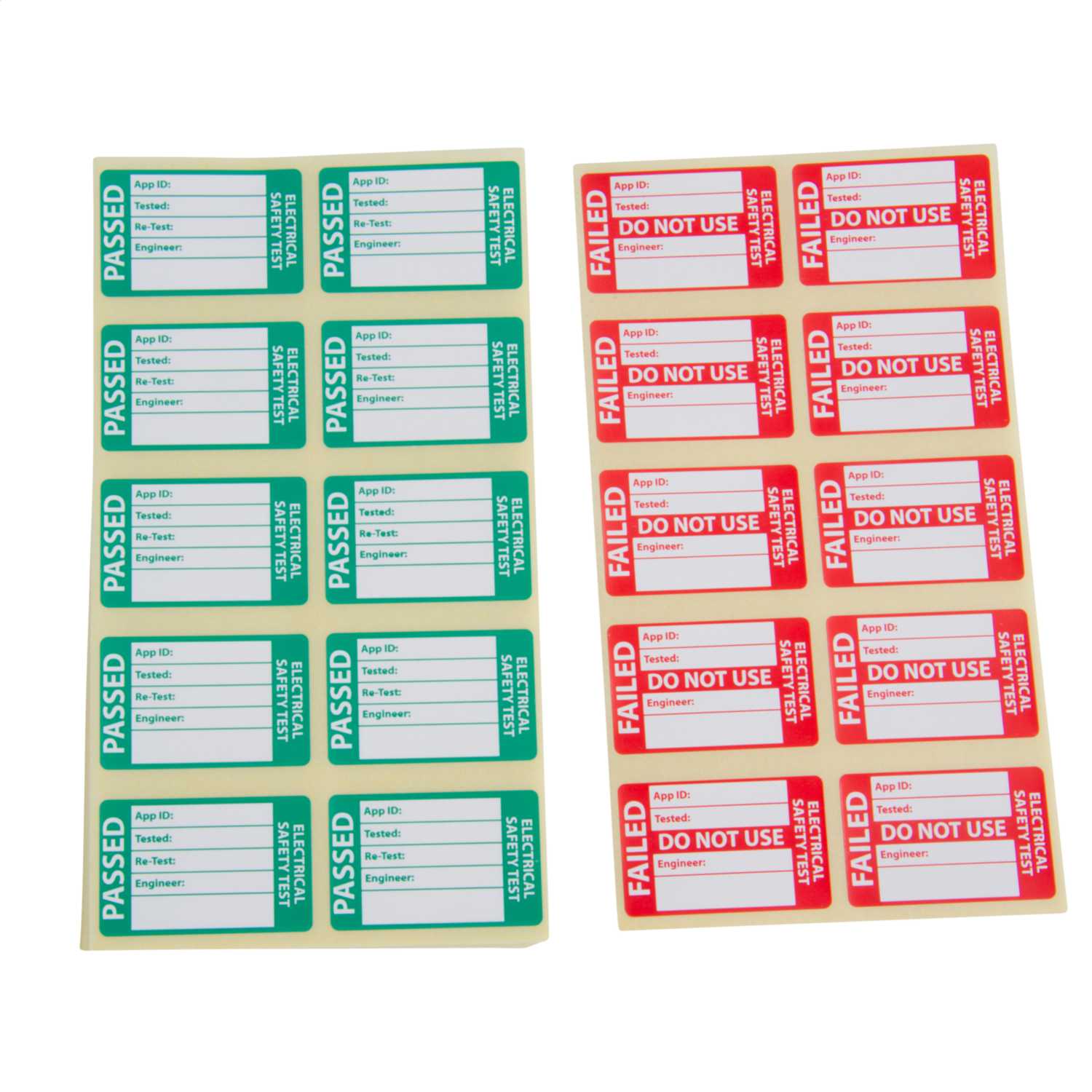 Ethos 450 Pass and 50 Fail Labels for PAT Testing Combined Pack (ETHOS ...