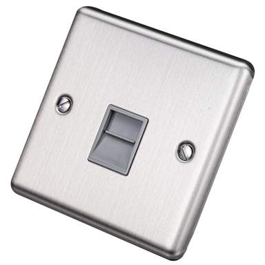 Eurolite 1 Gang Master Telephone Socket Grey Insert Satin Stainless ...