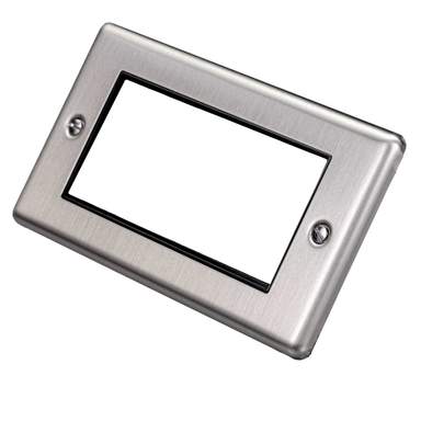Eurolite 2 Gang 4 Module Front Plate Black Insert Satin Stainless Steel ...