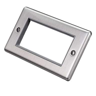 Eurolite 2 Gang 4 Module Front Plate Grey Insert Satin Stainless Steel ...