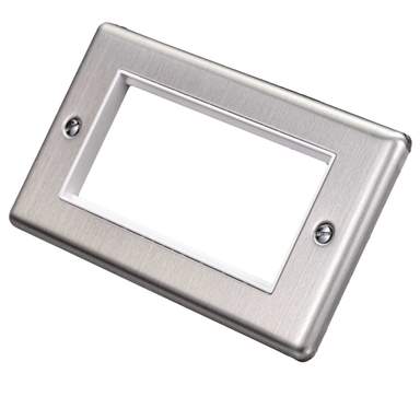Eurolite 2 Gang 4 Module Front Plate White Insert Satin Stainless Steel ...