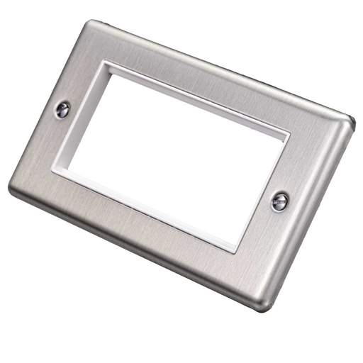 Eurolite 2 Gang 4 Module Front Plate White Insert Satin Stainless Steel ...