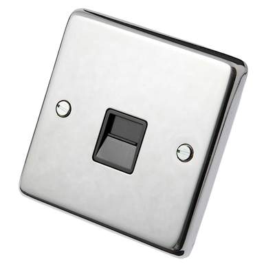 Eurolite 1 Gang Secondary Telephone Socket Black Insert Polished ...