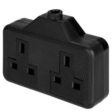 F4P 2 Gang 13A Rubber Trailing Socket Black (F4PRTSB/2) | CEF