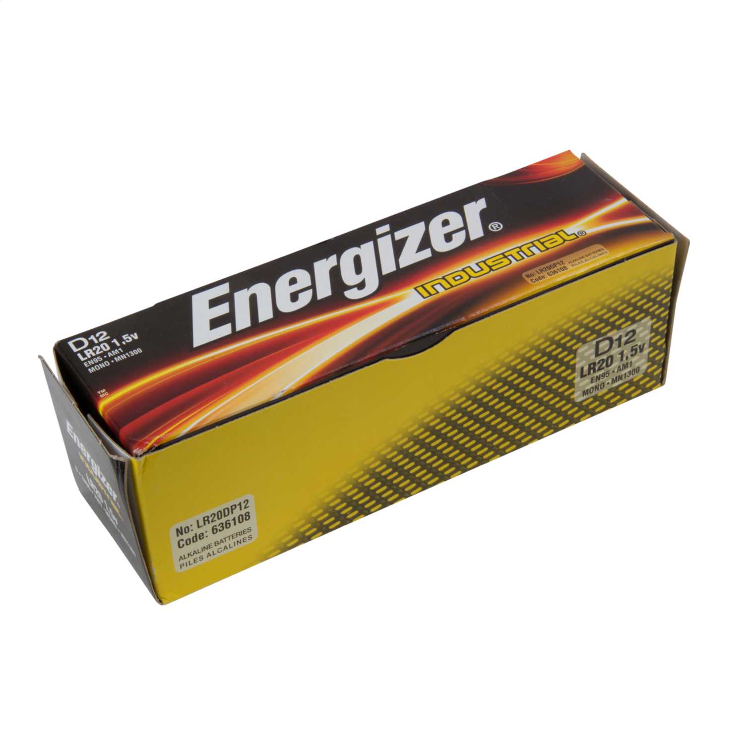 Energizer 1.5V D LR20 Industrial Alkaline Battery (Pack of 12 ...