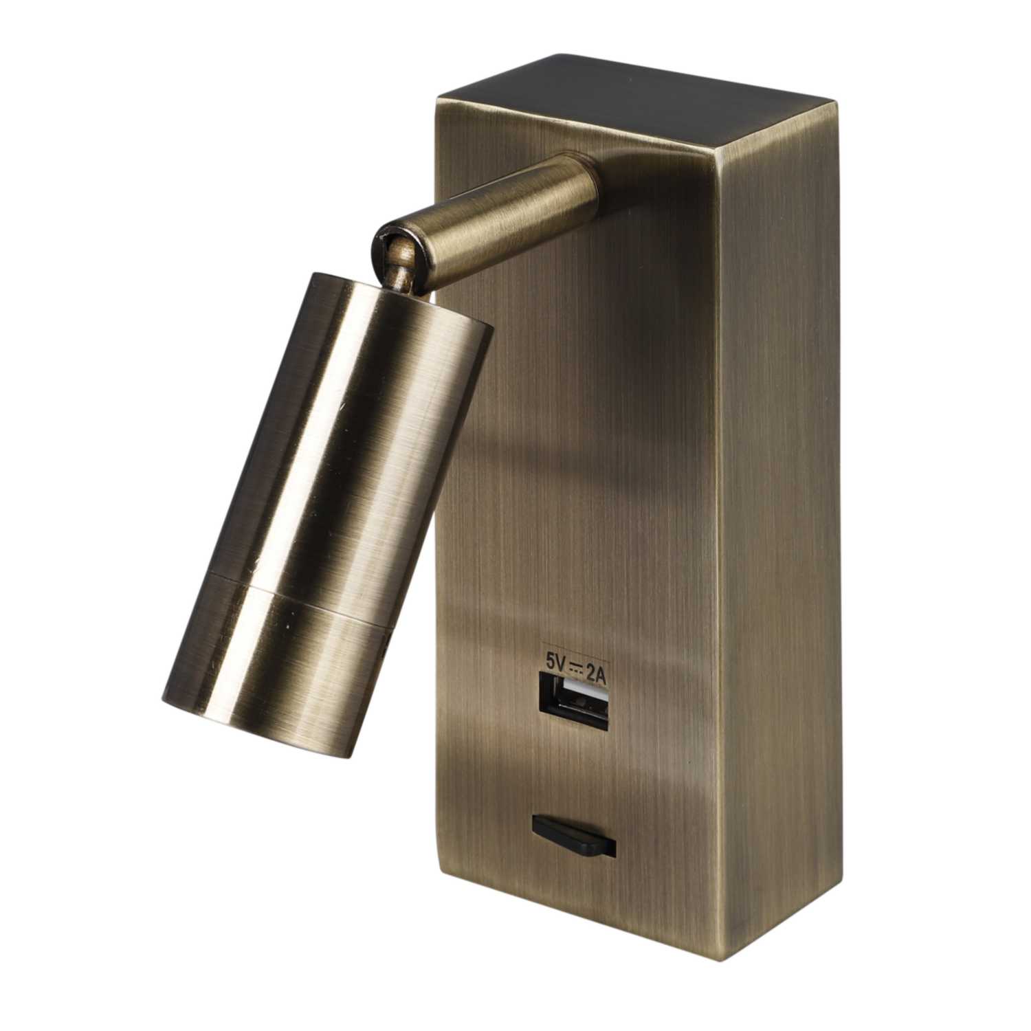 Firstlight Clifton 3W LED Wall Light Antique Brass with USB Port 3000K ...