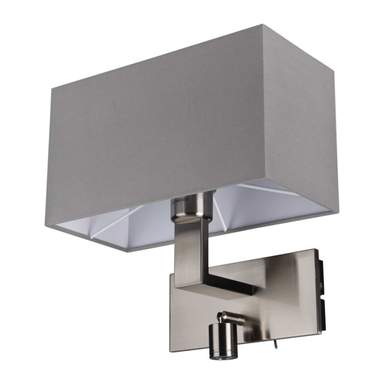 Firstlight Raffles 2 Light Fitting with 1W LED Reading Light Brushed ...