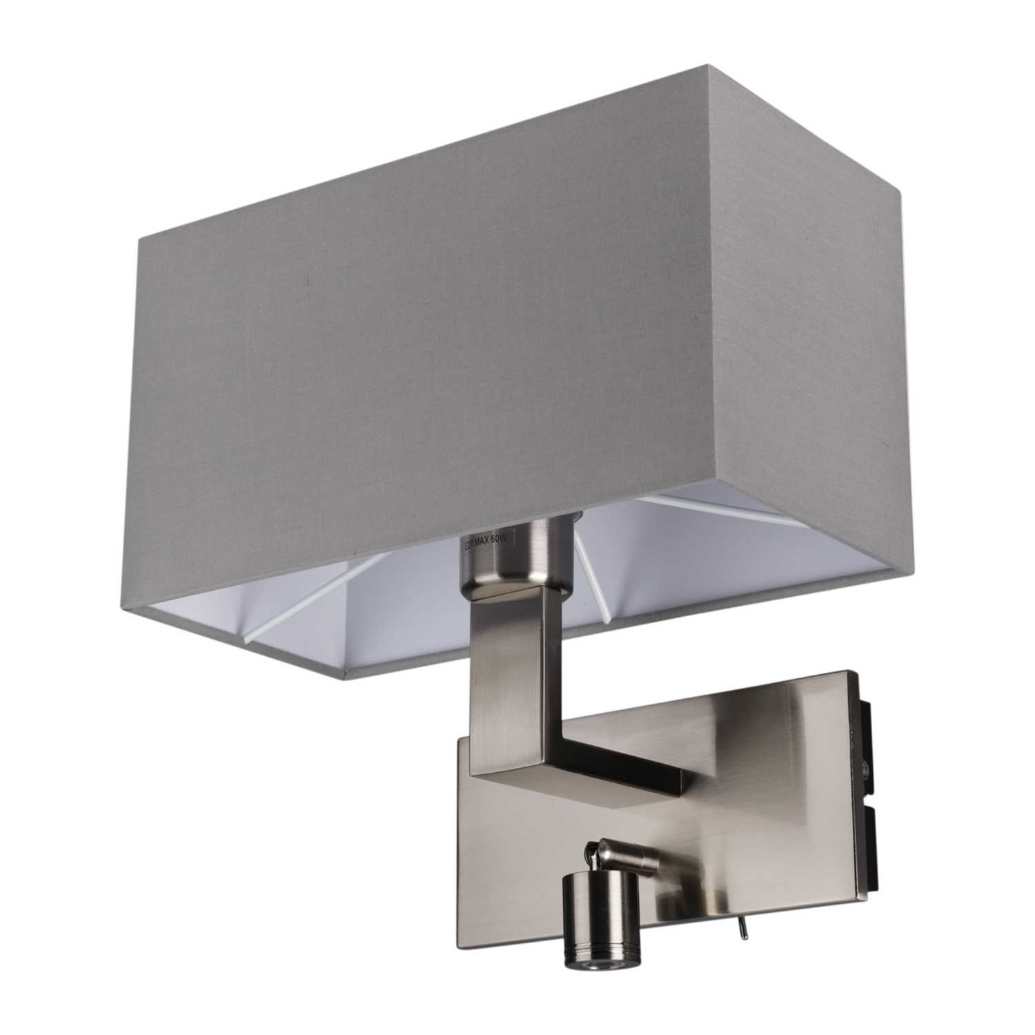 Firstlight Raffles 2 Light Fitting with 1W LED Reading Light Brushed ...