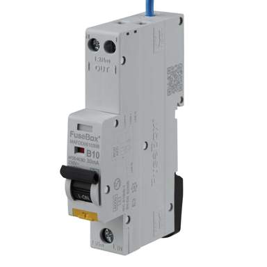 Fusebox 10A 1P+N 1 Module B Curve 6kA 30mA Type A Mini AFDD Combined RCBO (MAFDD061030B) | CEF