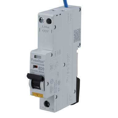 Fusebox 20A 1P+N 1 Module B Curve 6kA 30mA Type A Mini AFDD Combined RCBO (MAFDD062030B) | CEF