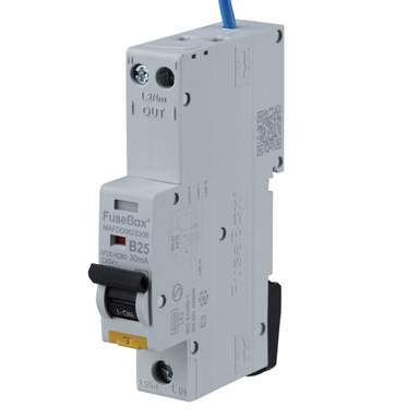 Fusebox 25A 1P+N 1 Module B Curve 6kA 30mA Type A Mini AFDD Combined RCBO (MAFDD062530B) | CEF