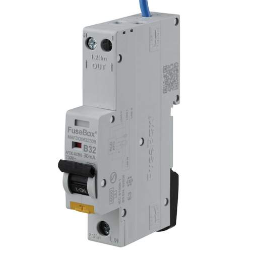 Fusebox 32A 1P+N 1 Module B Curve 6kA 30mA Type A Mini AFDD Combined RCBO (MAFDD063230B) | CEF