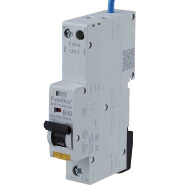 Fusebox 40A 1P+N 1 Module B Curve 6kA 30mA Type A Mini AFDD Combined RCBO (MAFDD064030B) | CEF