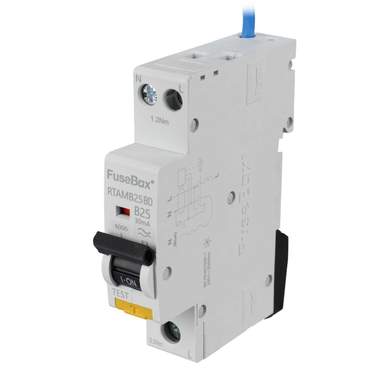 Fusebox 25A 1P+N 1 Module Bidirectional B Curve 6kA 30mA Type A Mini RCBO (RTAMB25BD) | CEF