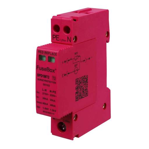 Fusebox 40kA 1 Module Single Pole and Neutral Type 2 Surge Protection ...