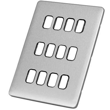 Schneider Lisse Deco 12 Gang Grid Plate Black Insert Stainless Steel ...