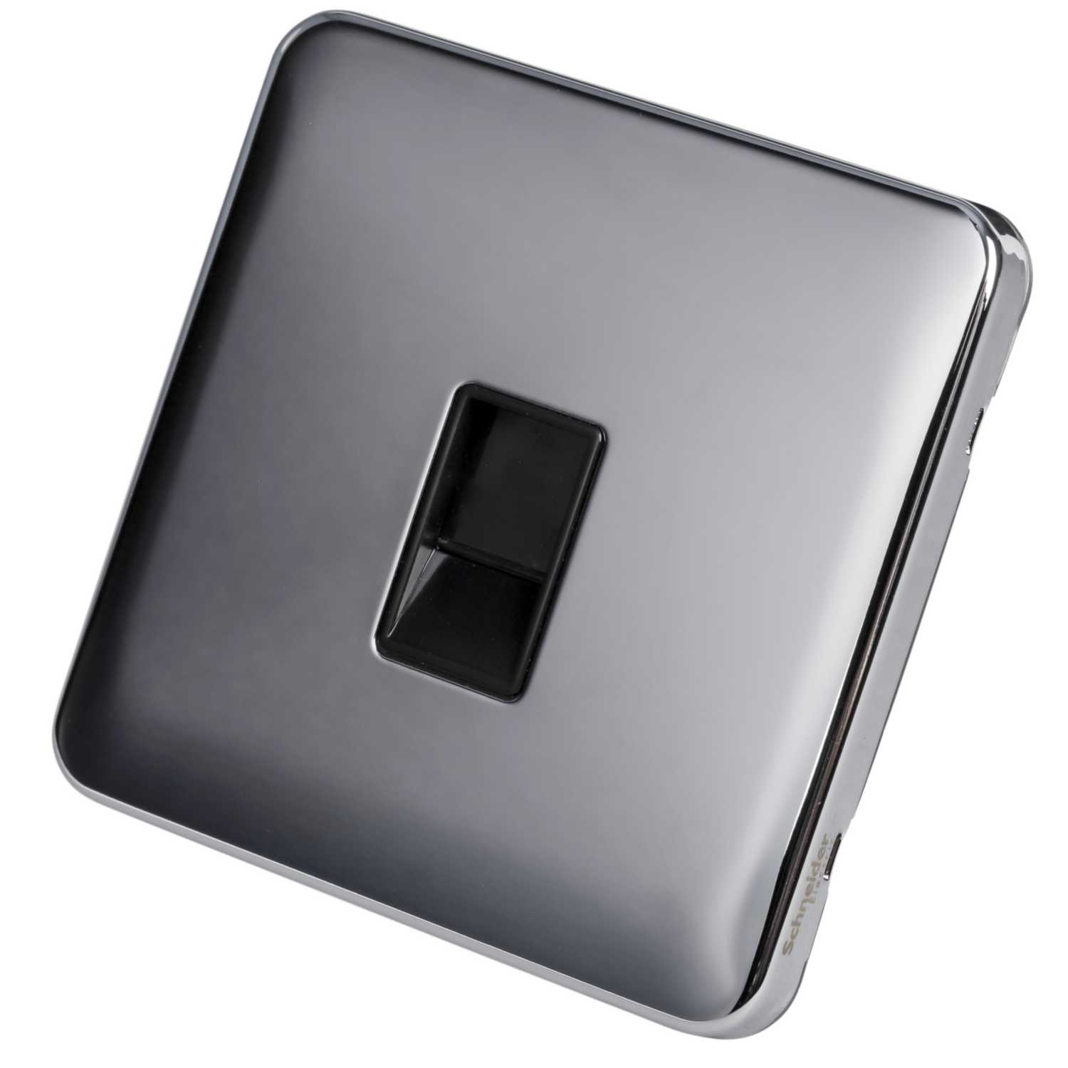 Schneider Lisse Deco 1 Gang RJ45 CAT5E Socket Black Insert Polished ...