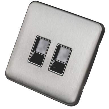 Schneider Lisse Deco 1 Gang Twin RJ45 CAT5E Socket Black Insert ...