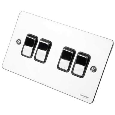 Schneider GET Ultimate 16A 4 Gang 2 Way Light Switch Black Insert ...