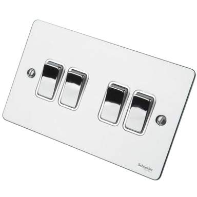 Schneider GET Ultimate 16A 4 Gang 2 Way Light Switch White Insert ...