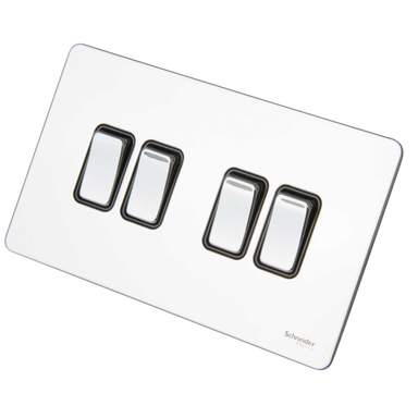 Schneider GET Ultimate 16A 4 Gang 2 Way Screwless Switch Black Insert ...