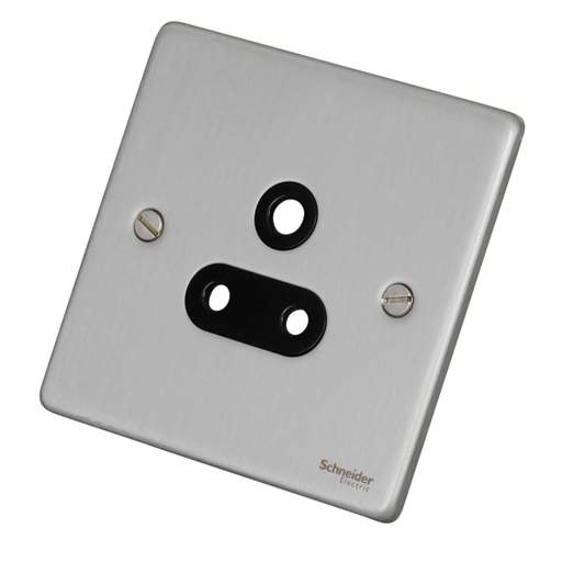 Schneider GET Ultimate 5A 1 Gang Unswitched Socket Black Insert Brushed ...