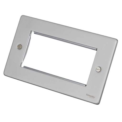 Schneider GET Ultimate 2 Gang 4 Module Face Plate Brushed Chrome ...