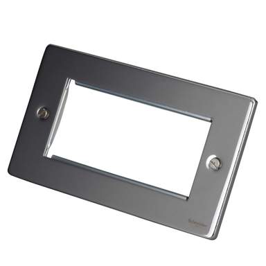 Schneider GET Ultimate 2 Gang 4 Module Face Plate Polished Chrome ...