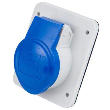 Gewiss 16A 2P+E 230V Angled Panel Mounted Socket IP44 (GW62205H) | CEF