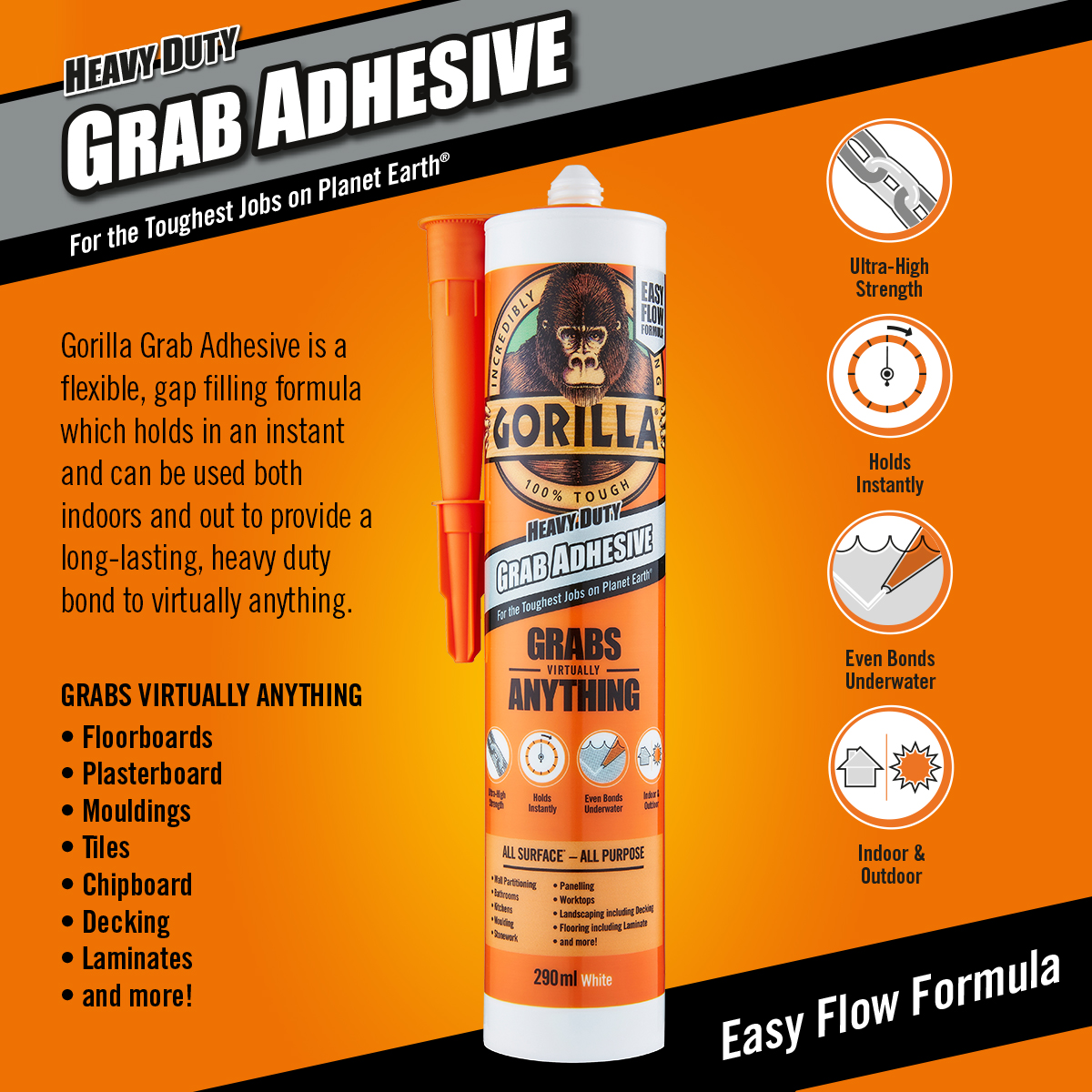 Gorilla Heavy Duty Grab Adhesive 290ml (2044001) | CEF