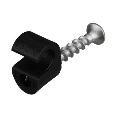 Tillex 10 - 14mm Round Screw Cable Clips Black (Pack of 100) (170015) | CEF